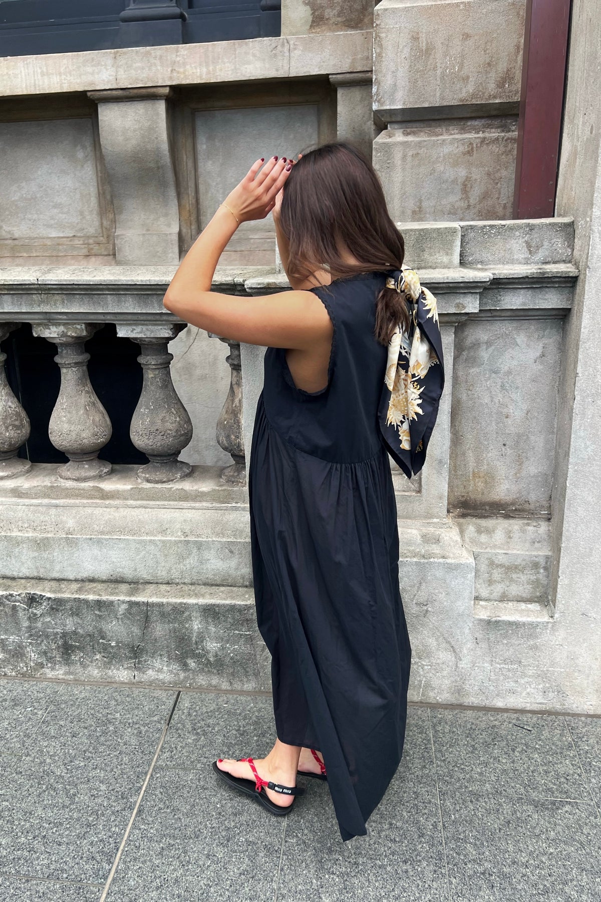 LANEWAY THE LABEL Vintage Cotton Gown in Noir